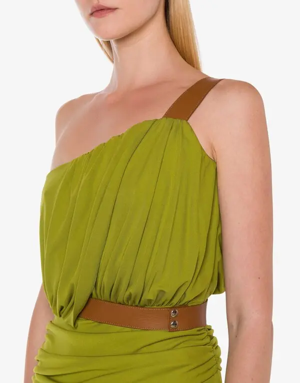 Alberta Ferretti One-shoulder Draped Midi Dress