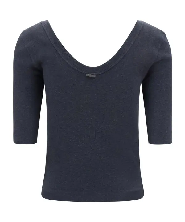 Brunello Cucinelli Three-quarter Sleeve Knit Top