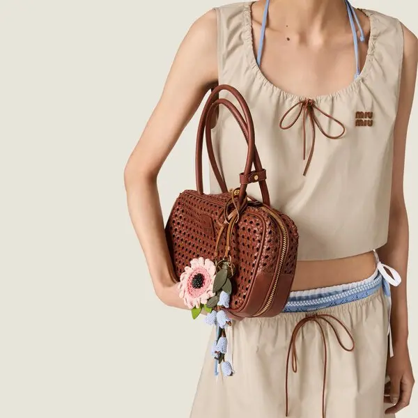 Miu Miu Panama Cotton Crop Top - Nude