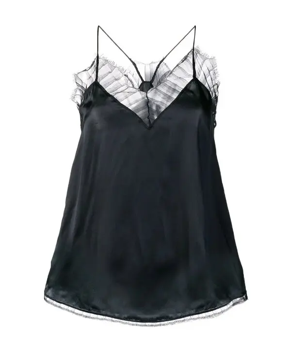 IRO PARIS Berwyn Silk Halter Vest With Lace Detail - No