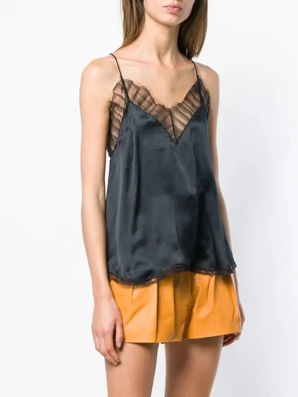 IRO PARIS Berwyn Silk Halter Vest With Lace Detail - No