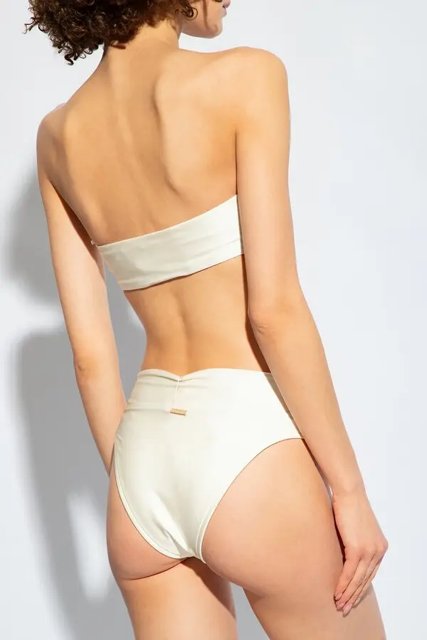 Cult Gaia Pleated Swimsuit Top With Irregular Buckle Detail