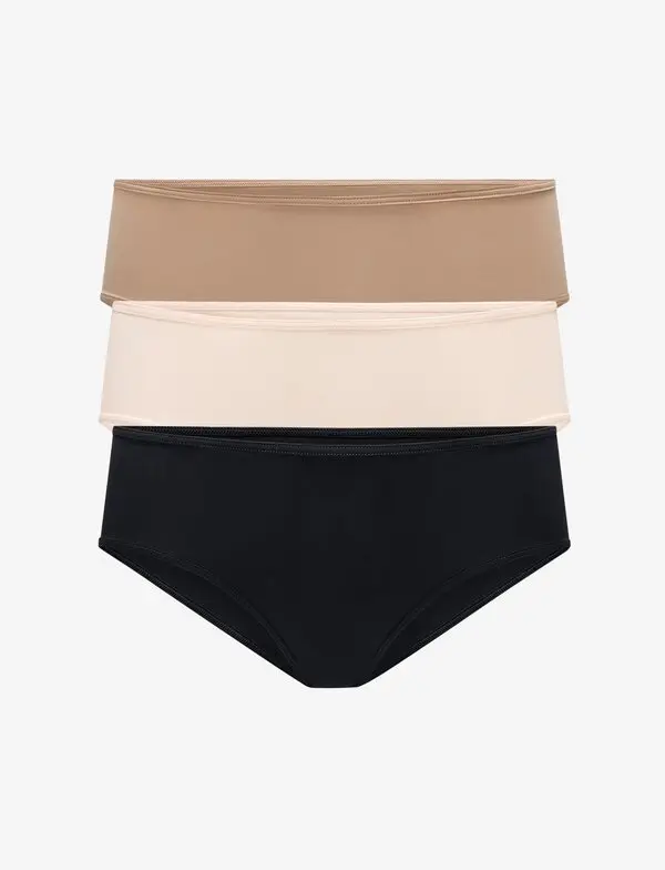 THIRDLOVE 24/7® Classic Hipster 3 Pack Panty - Taupe Softpink Black