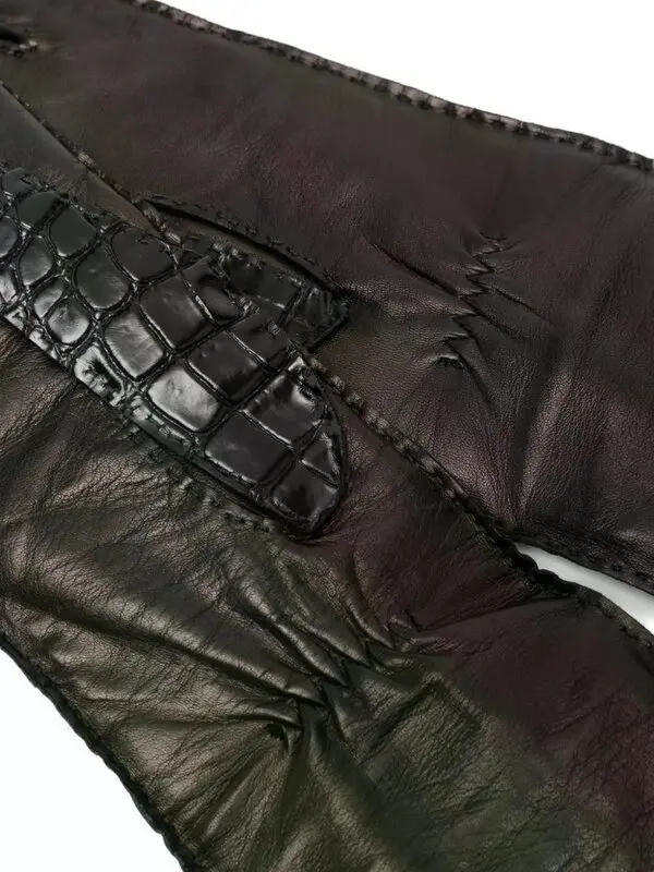 Miu Miu Crocodile-effect Leather Gloves