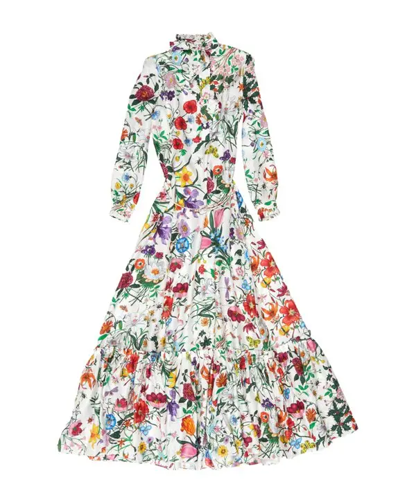 Gucci Printed Twill Long Dress