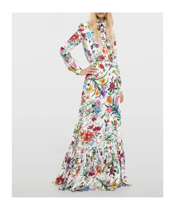 Gucci Printed Twill Long Dress