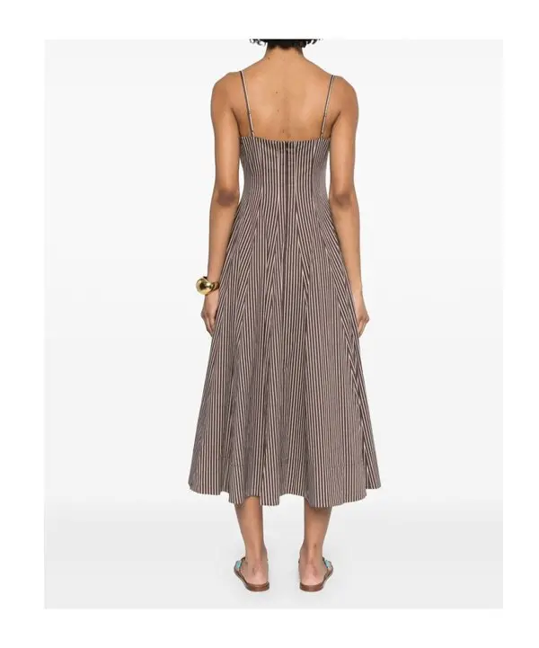 Staud Wylie Sleeveless Midi Dress With Spaghetti Straps And Flared Hem - Gray