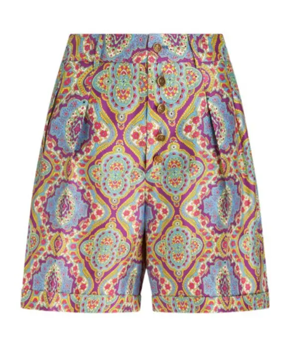 Etro Paisley-printed Pleated Wide-leg Shorts - Multicolor