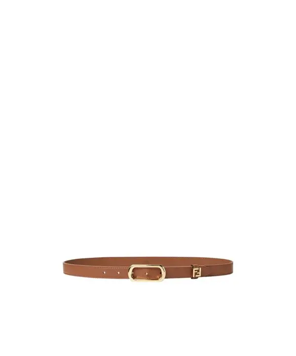 Fendi Skinny Belt With Oval Buckle And Ff Logo