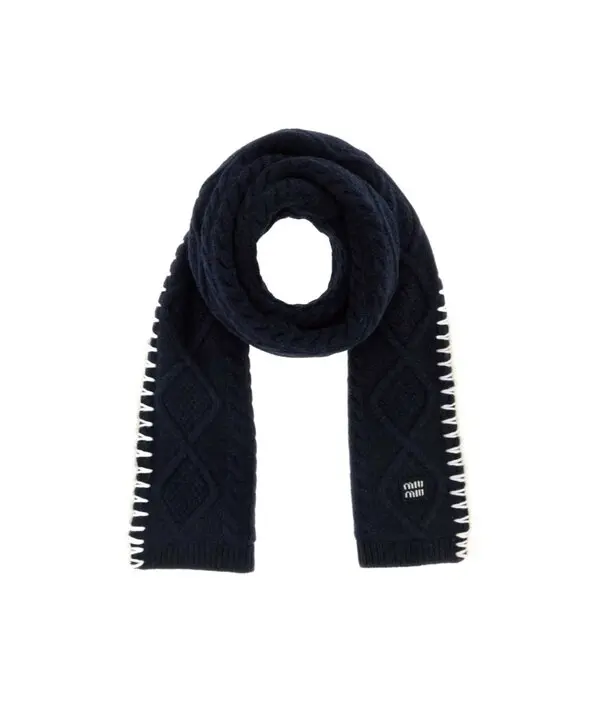 Miu Miu Maglia Aran Scarf - Navy Blue