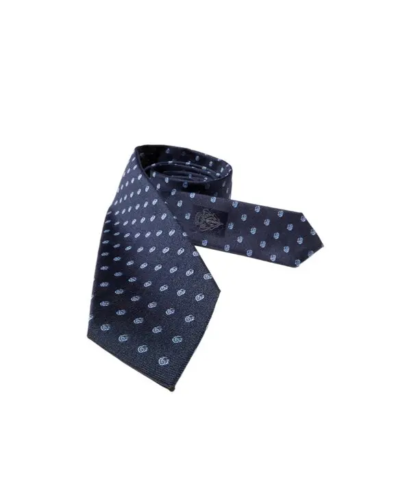 Gucci Double G Pattern Silk Neck Tie - Blue