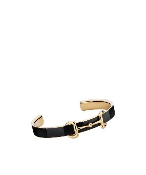 Gucci Horsebit Enamel Bangle Bracelet - Black