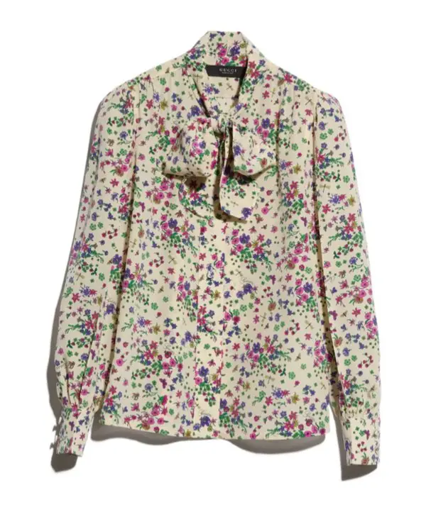 Gucci Printed Silk Shirt With Bow Detail - Multi-color
