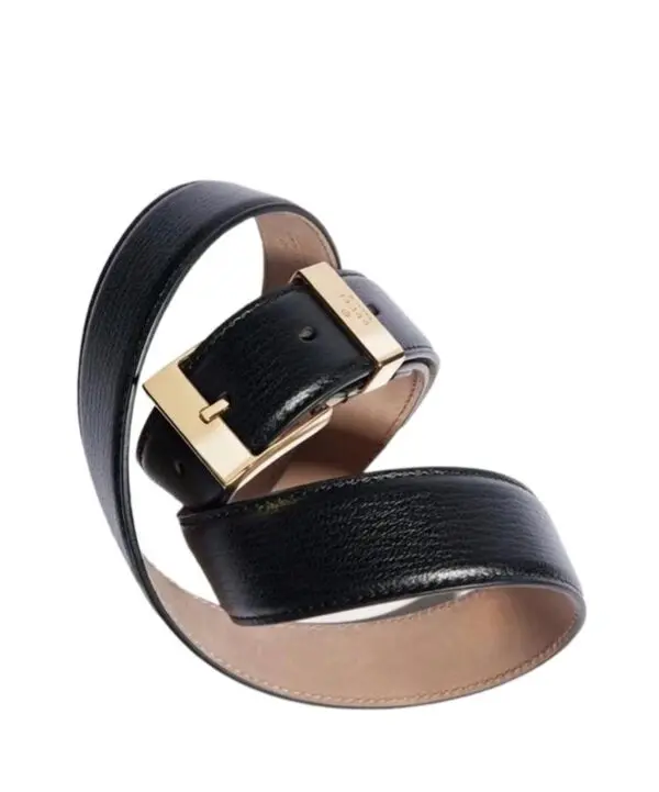 Gucci Leather Belt With Squared Buckle - Black