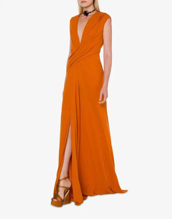 Alberta Ferretti Sleeveless Draped Maxi Dress