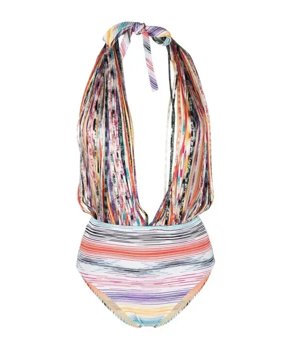 Missoni Striped One-piece Swimsuit With Halterneck - Multicolor
