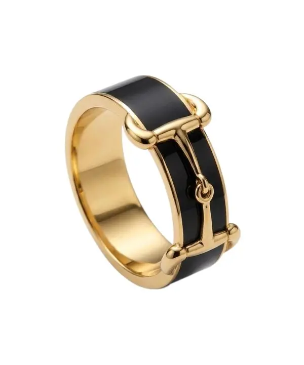Gucci Horsebit Enamel Ring - Black