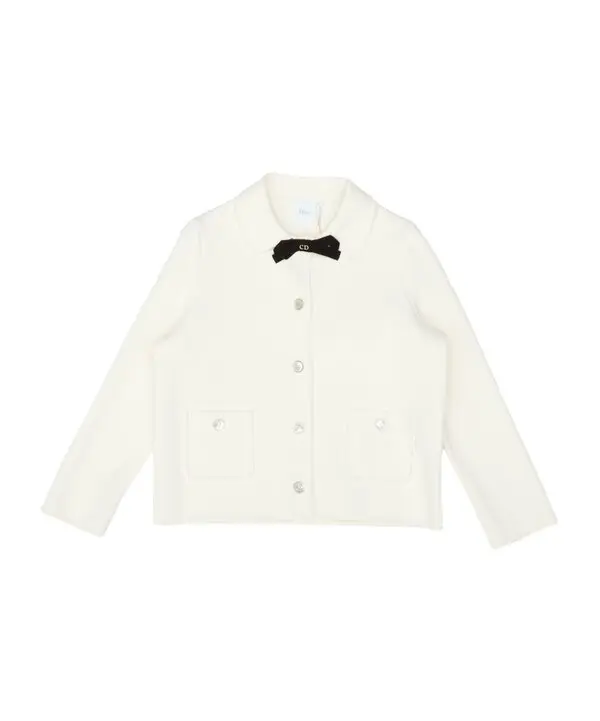 Dior Cropped Jacket With Grosgrain Bow And Cd Logo Accents - Off White