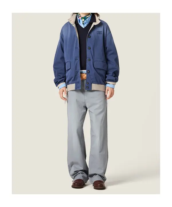 Miu Miu Washed Twill Blouson Jacket - Blue Limestone