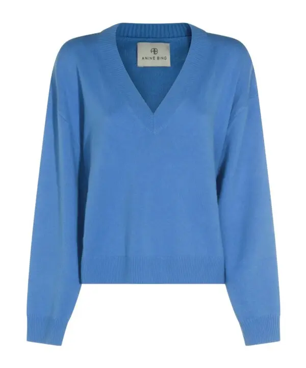 ANINE BING V-neck Knitted Jumper - Blue