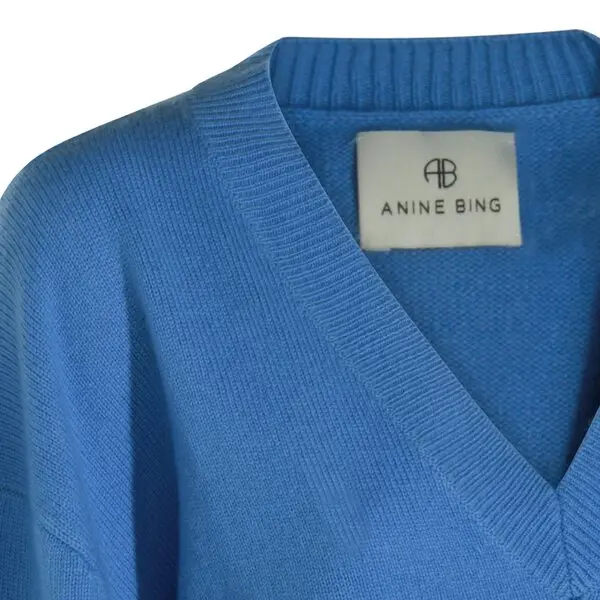 ANINE BING V-neck Knitted Jumper - Blue