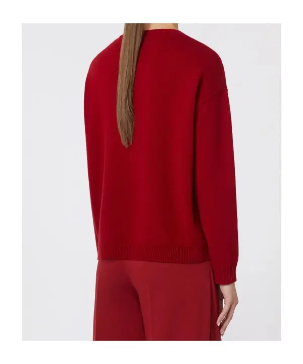 Max Mara Oversized Jumper With Embellished Monogram - Deep Red
