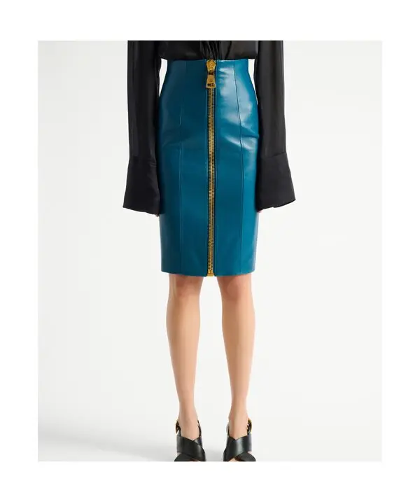 Balmain Zipped Lambskin Pencil Skirt