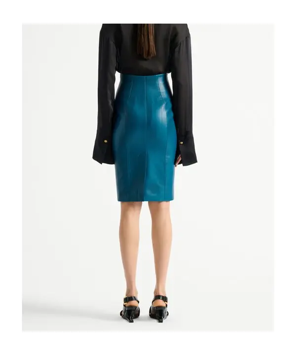 Balmain Zipped Lambskin Pencil Skirt