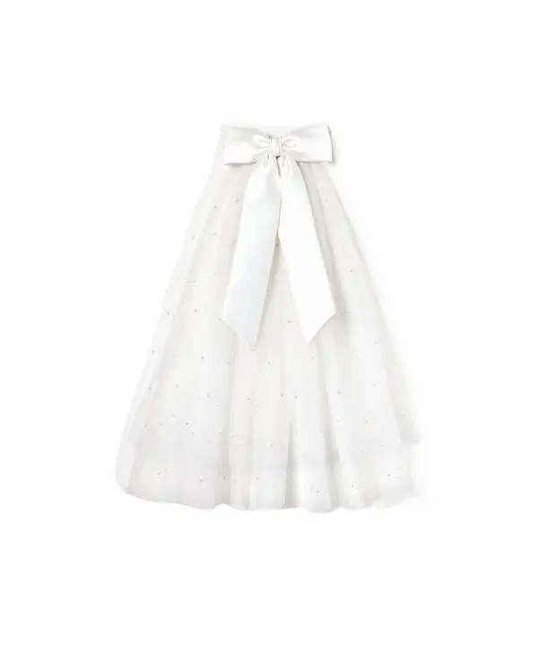 SELF-PORTRAIT Satin Bow Embellished Veil - White