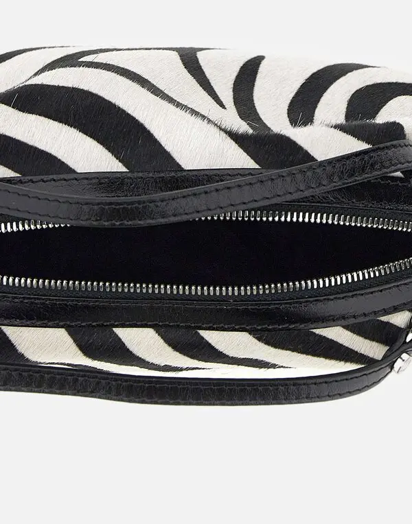 GIANNI CHIARINI Alifa Handbag Zebra Print Glossy Leather Trim