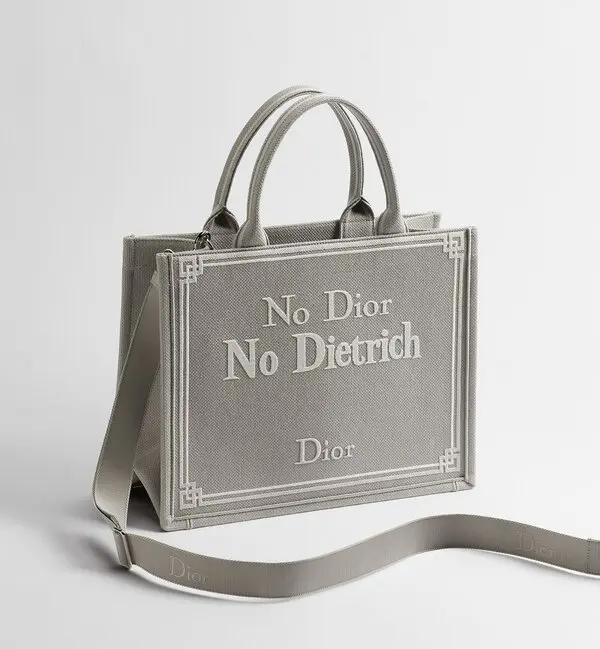 Dior Medium Book Tote With Strap - Gray