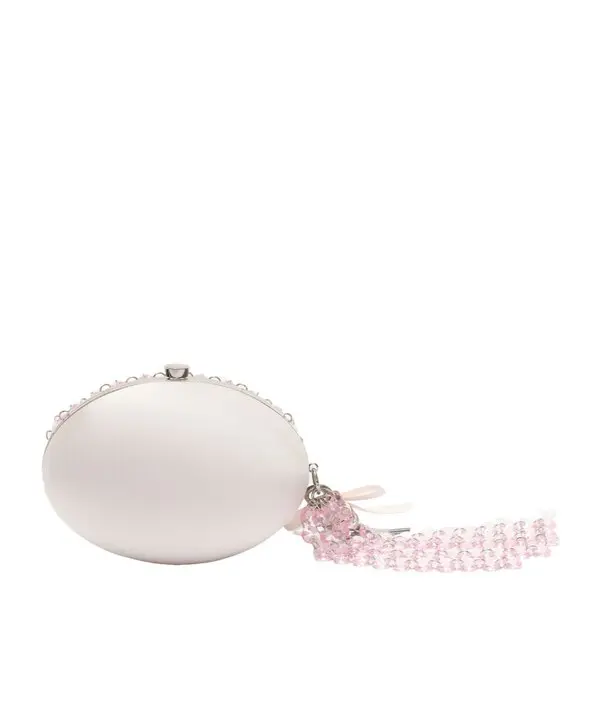SELF-PORTRAIT Oval Crystal Chain Clutch Bag