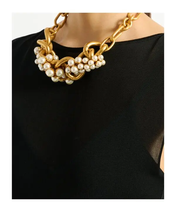 Balmain Sync Necklace In Brass And Pearls