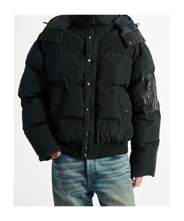 Balmain Padded Nylon And Leather Jacket