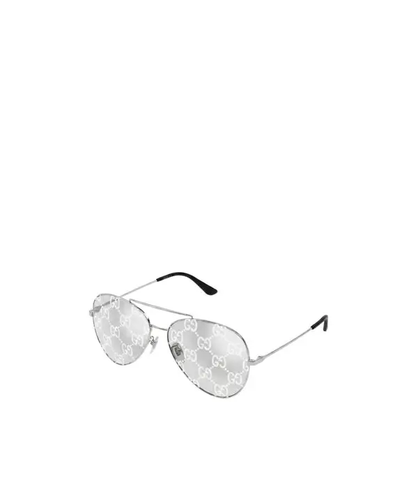 Gucci Aviator Sunglasses With Monogram Print - Silver