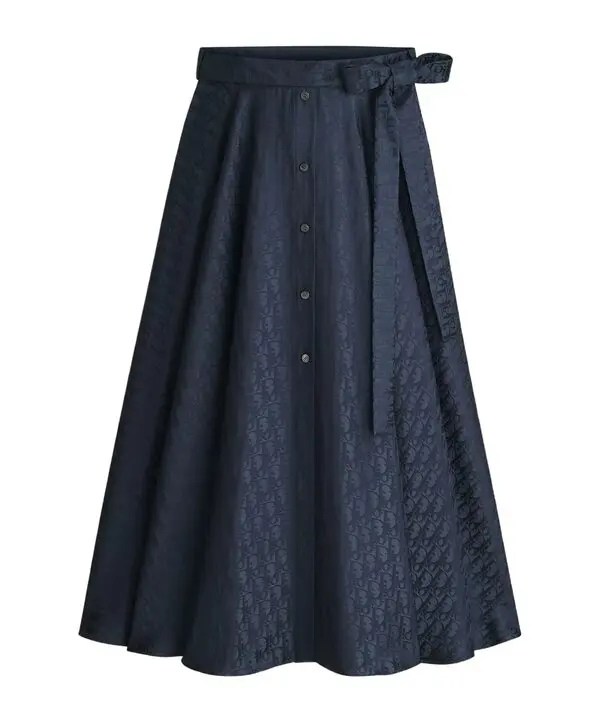 Dior Mid-length Skirt With Tied Belt And Monogram Detail - No