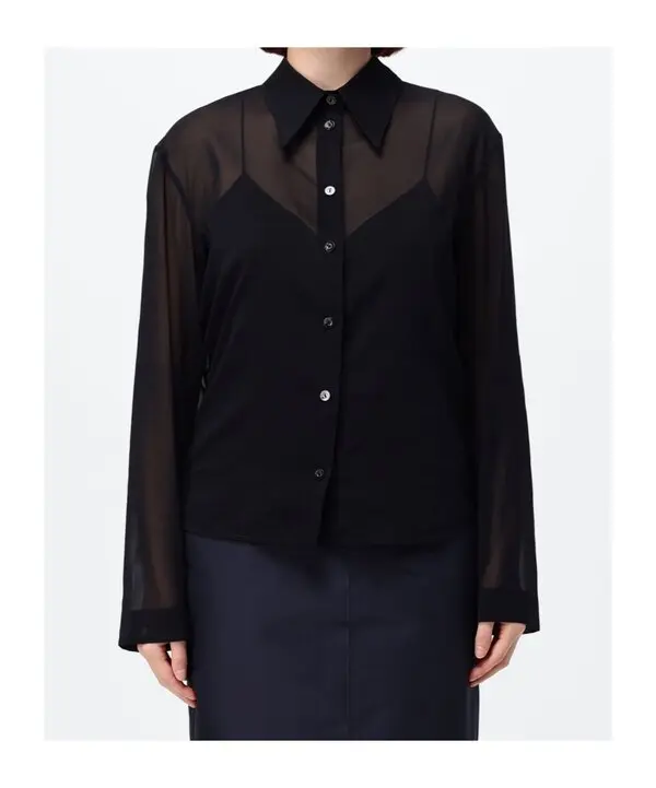 Gucci Stretch Chiffon Shirt With Pointed Collar