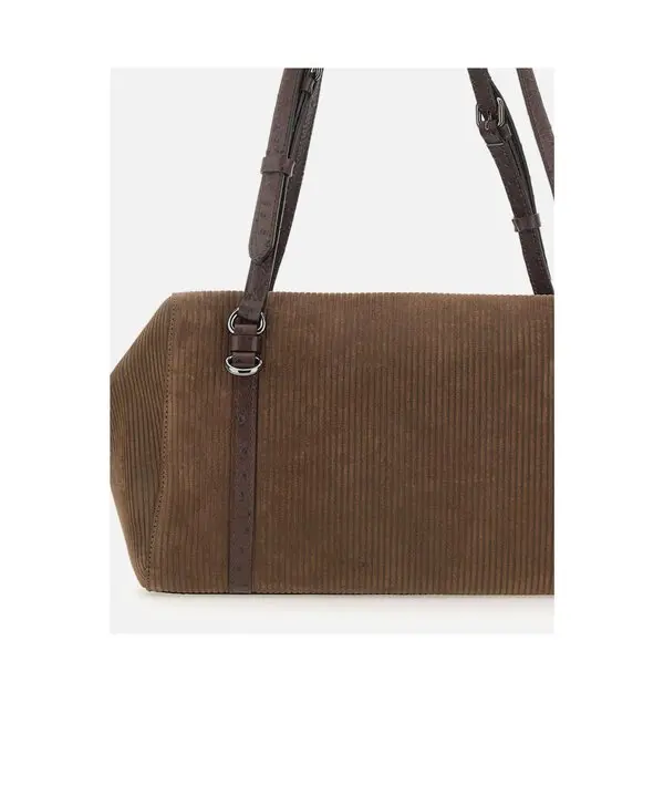 GIANNI CHIARINI Terry Ribbed Suede Shoulder Bag