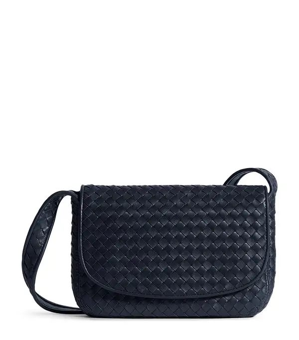 Bottega Veneta Leather Veneto Messenger Bag - Blue