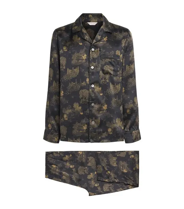 Derek Rose Silk Brindisi Pyjama Set - Black