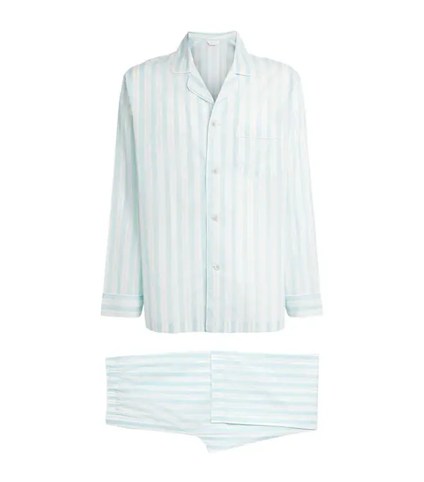 Derek Rose Cotton Amalfi Pyjama Set - Blue