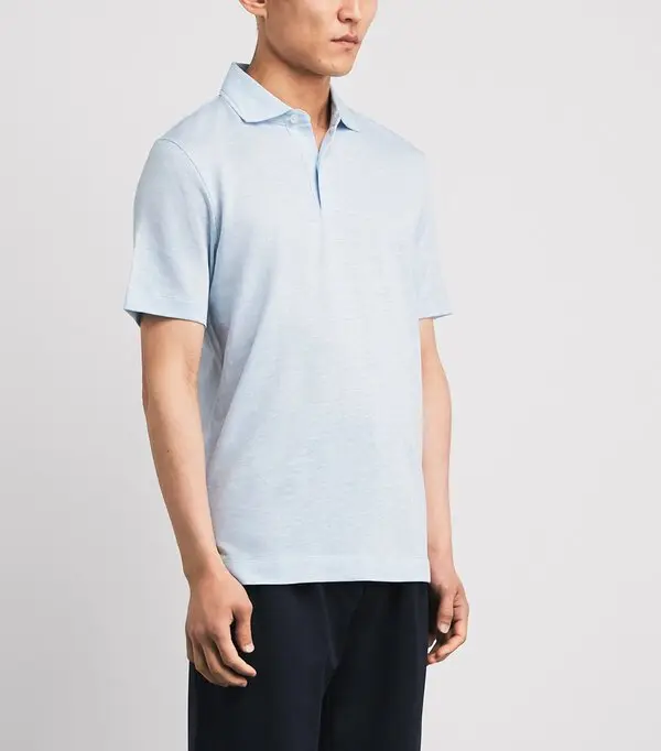 BOSS Linen-cotton Polo Shirt - Blue
