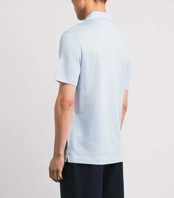 BOSS Linen-cotton Polo Shirt - Blue