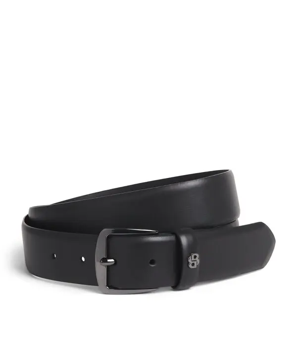 BOSS Leather Logo Belt - Black