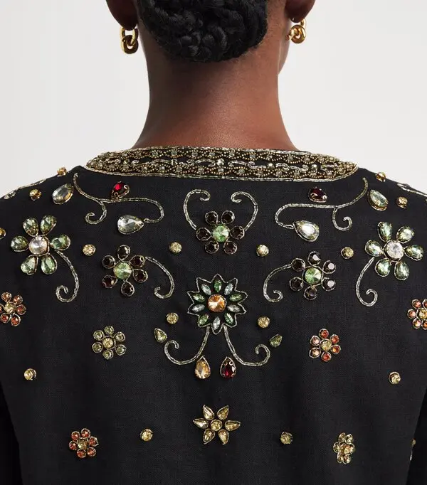 Alice + Olivia Linen Embellished Kidman Jacket