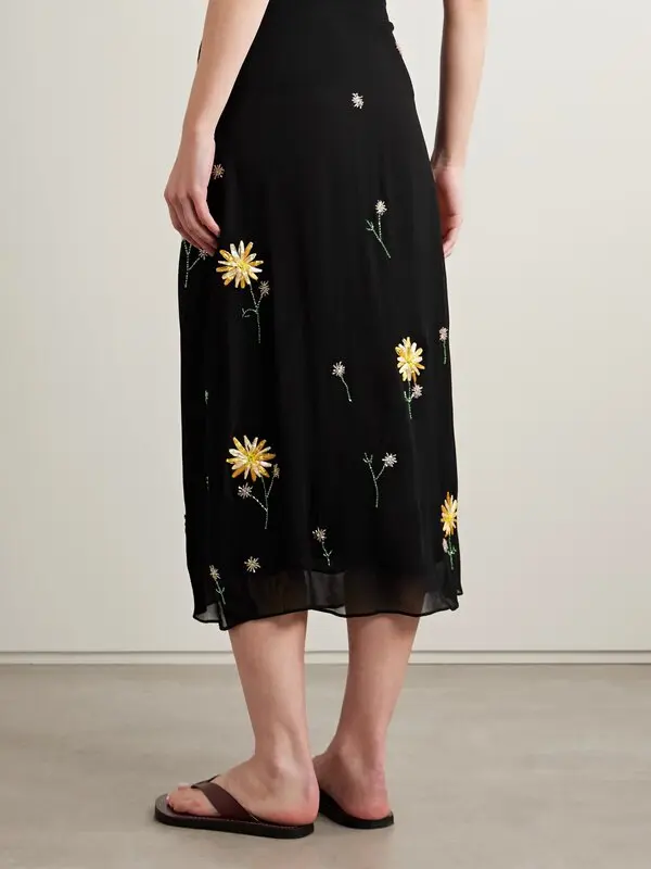 Staud Angela Floral Beaded Skirt