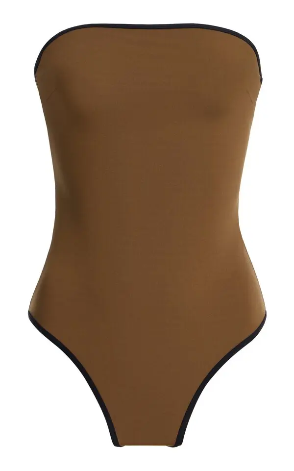 TOTEME Strapless One Piece Swimsuit With Contrasting Trim - Brown