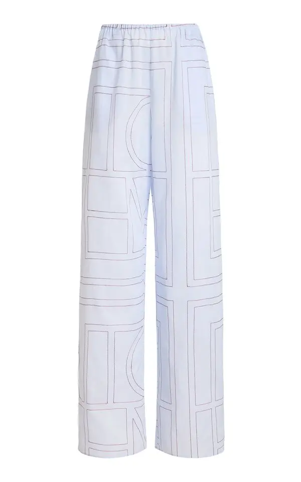 TOTEME Monogram Cotton-blend Pj Bottoms - Blue