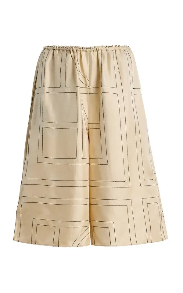 TOTEME Monogram Silk Pajama Culottes - Ivory