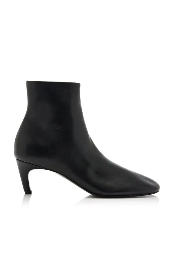 TOTEME Leather Ankle Boots With Kitten Heel - Black